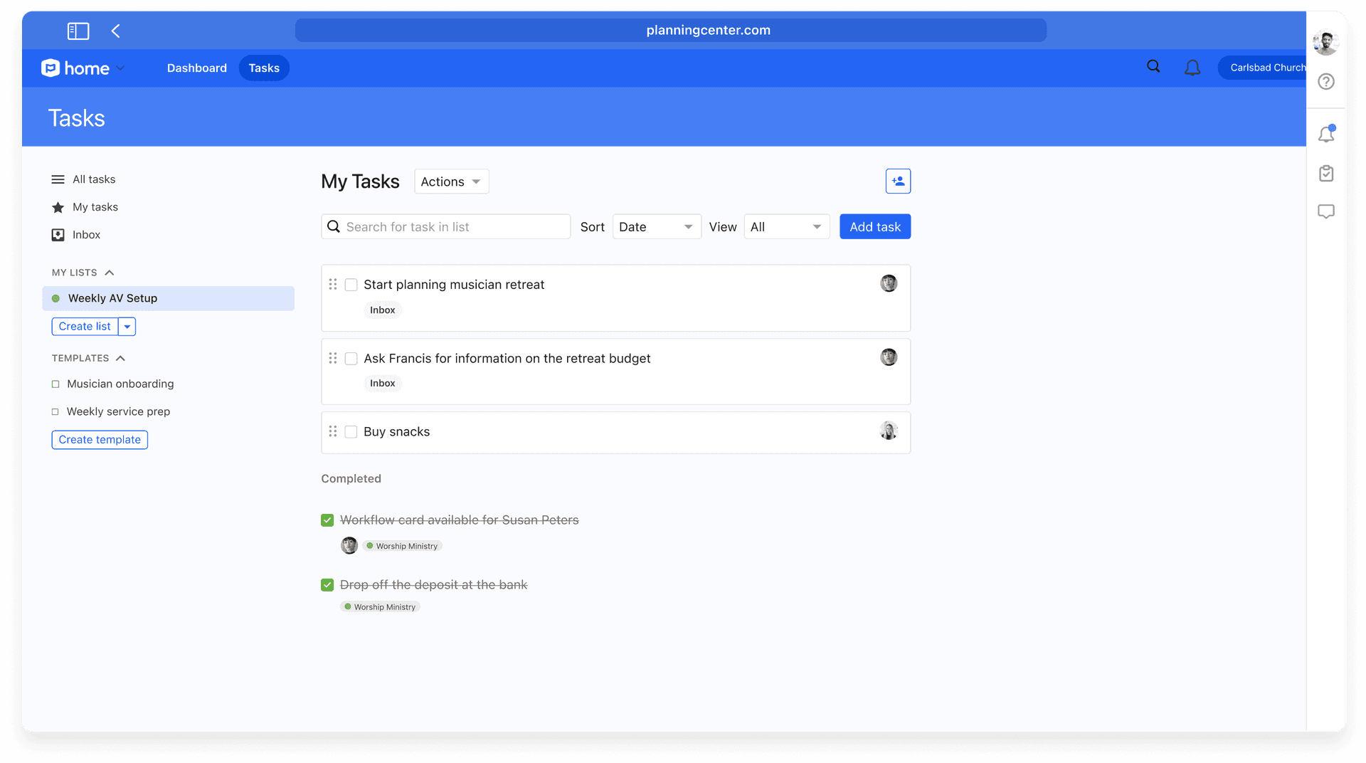 Planning Center Home: A personal ministry dashboard
